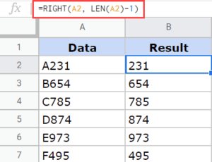 Remove the First Character from a String in Google Sheets - Spreadsheet ...