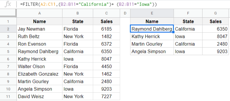 How to Use the FILTER Function in Google Sheets