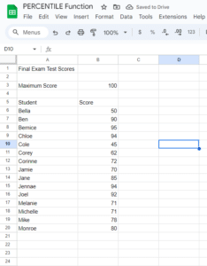 What's the Percentile Function in Google Sheets?
