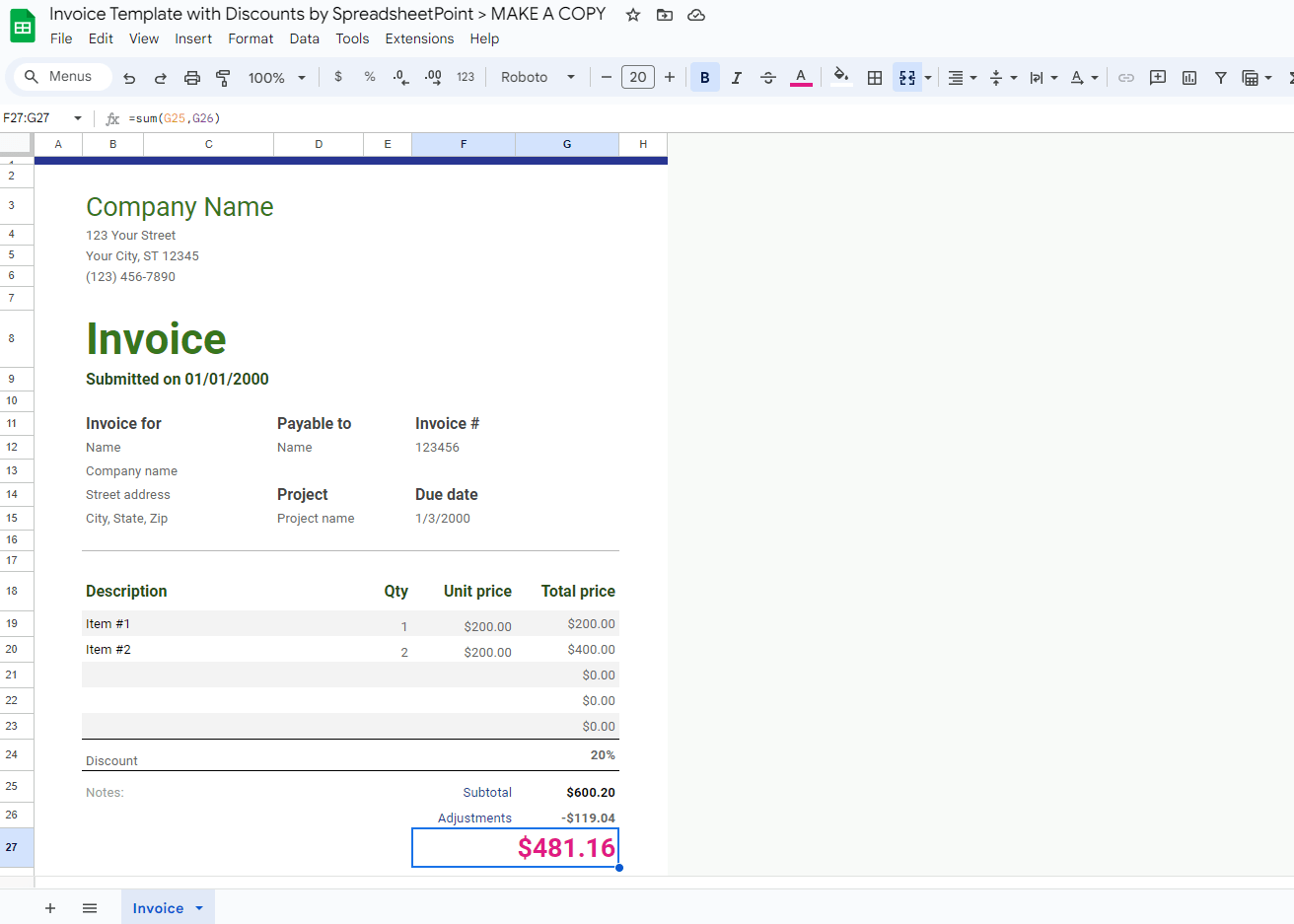The Best Invoice Template for Google Sheets [Free Download]