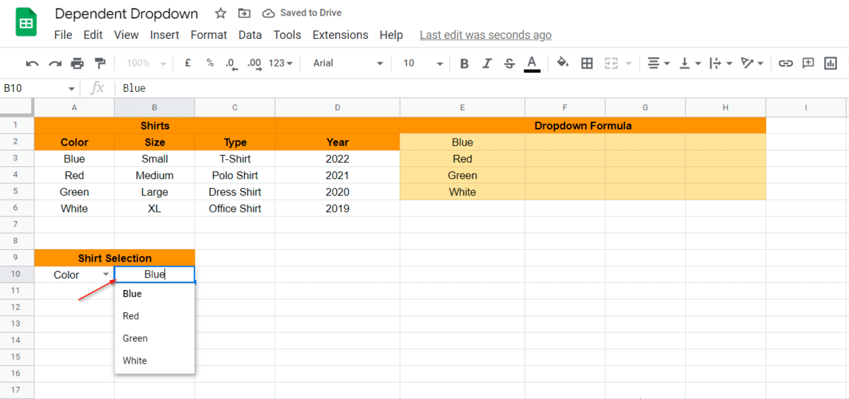 How To Make A Dependent Drop Down List In Google Sheets