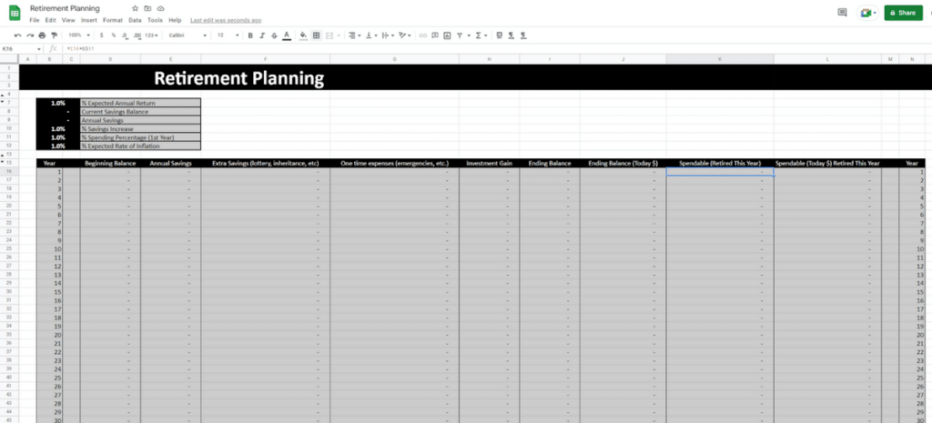 Retirement Planning Spreadsheets for Everyone