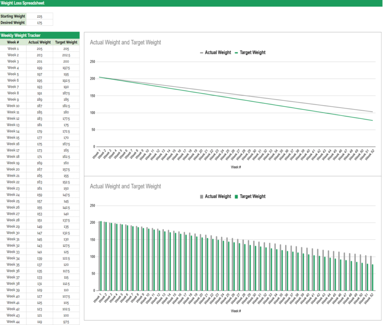 Try The Best Weight Loss Spreadsheet for Google Sheets