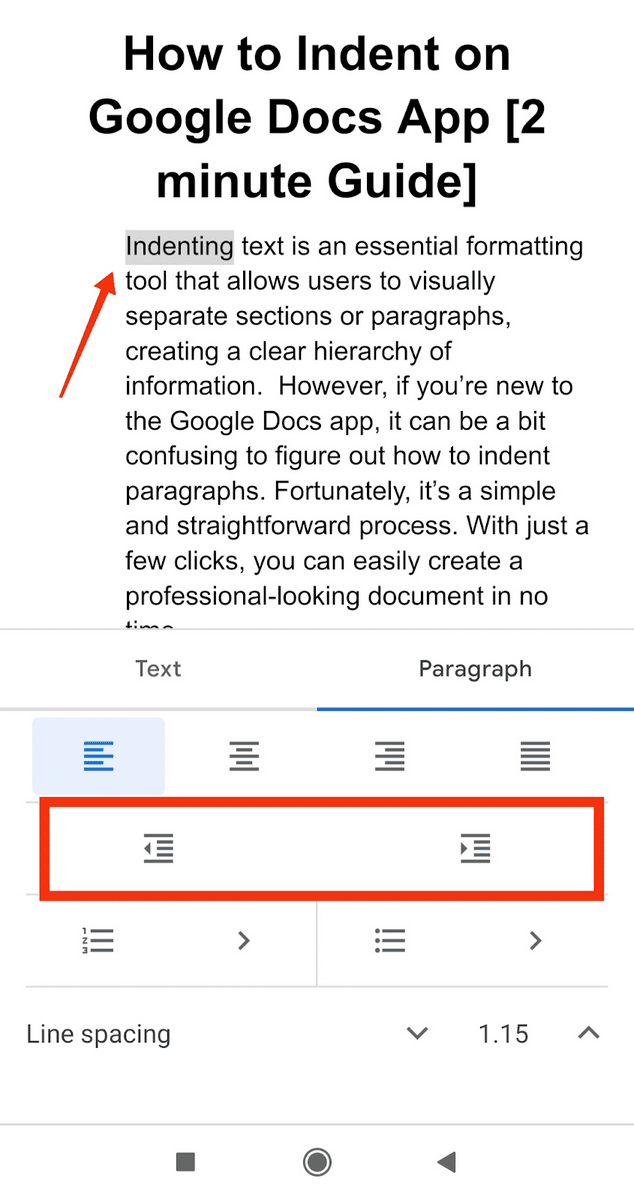 How To Indent On Google Docs App 2 Minute Guide 