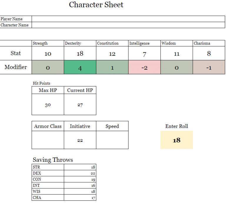 How to Make a Character Sheet Spreadsheet