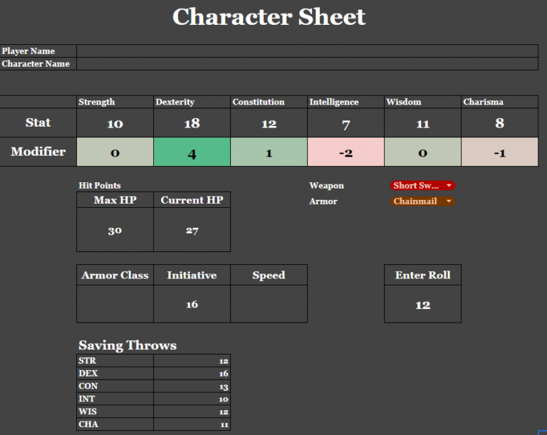 How to Make a Character Sheet Spreadsheet