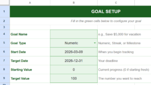 Goal Tracker Spreadsheet for Google Sheets [Free Template]