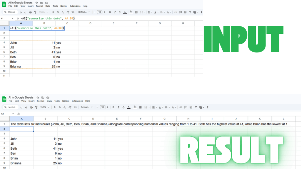 How to Use the =AI() Function in Google Sheets