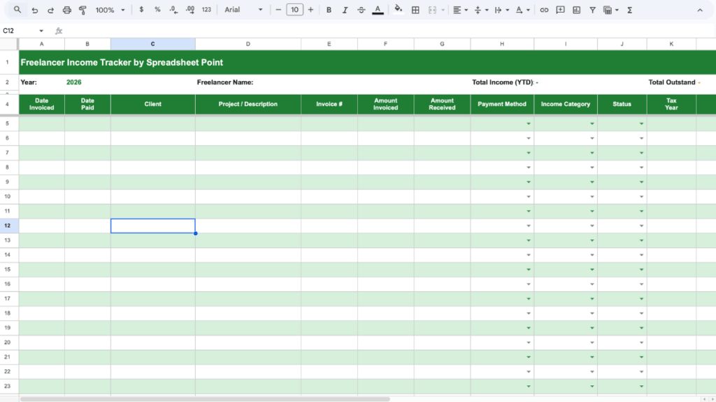 Free Freelancer Income Tracker for Google Sheets (Tax Ready)