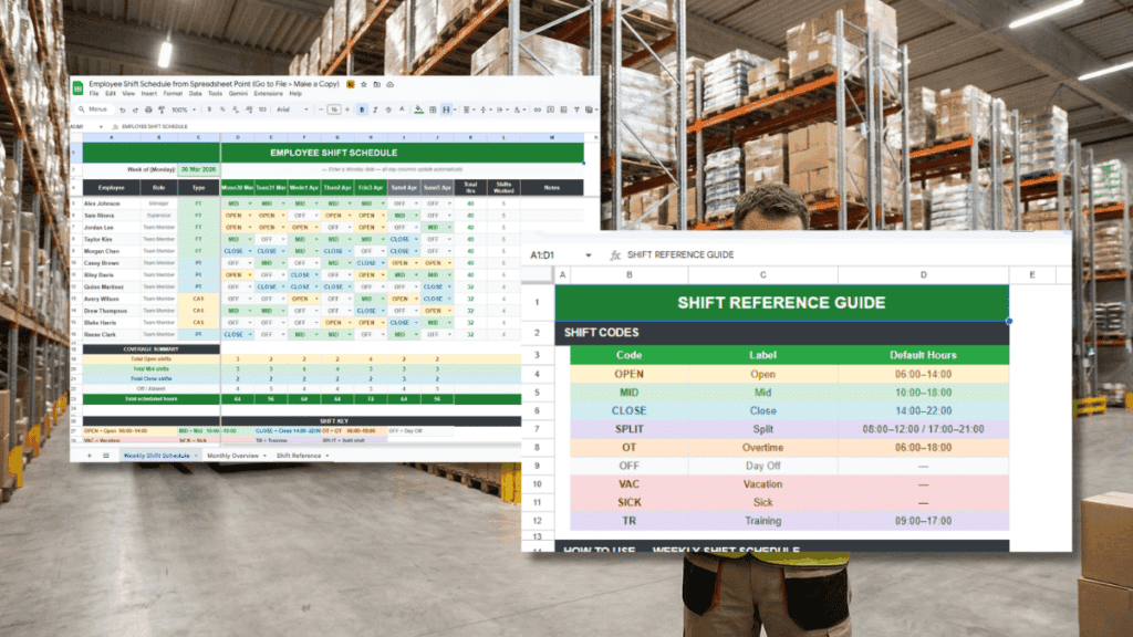 Employee Shift Schedule Template for Google Sheets (Weekly)