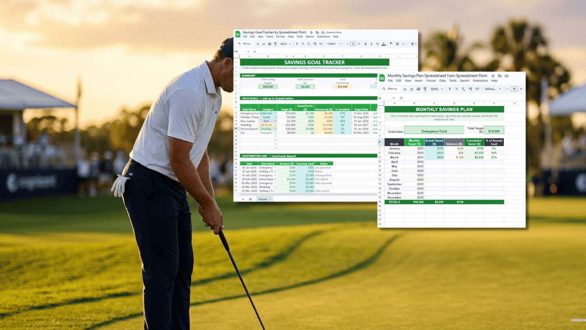 Savings Goal Tracker Template for Google Sheets and Excel